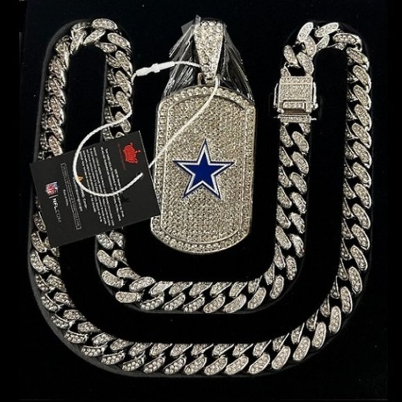 SIMRAN JEWLRY | Accessories | Dallas Cowboys Bling Dog Tag Necklace Nfl ...